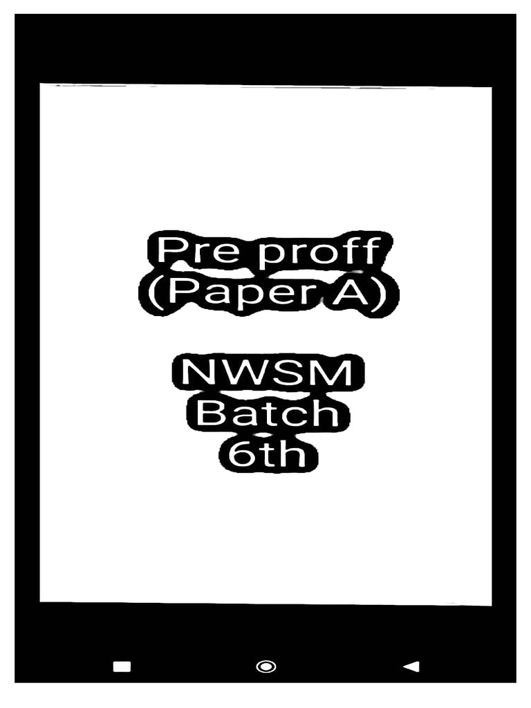 Pre Proff Paper A Batch 6th NWSM | PDF