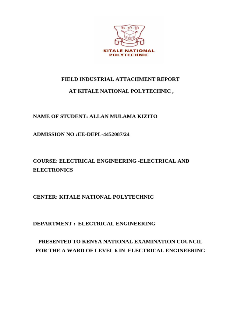 Allan Mulama-Attachment-Report | PDF | Mentorship | Engineering