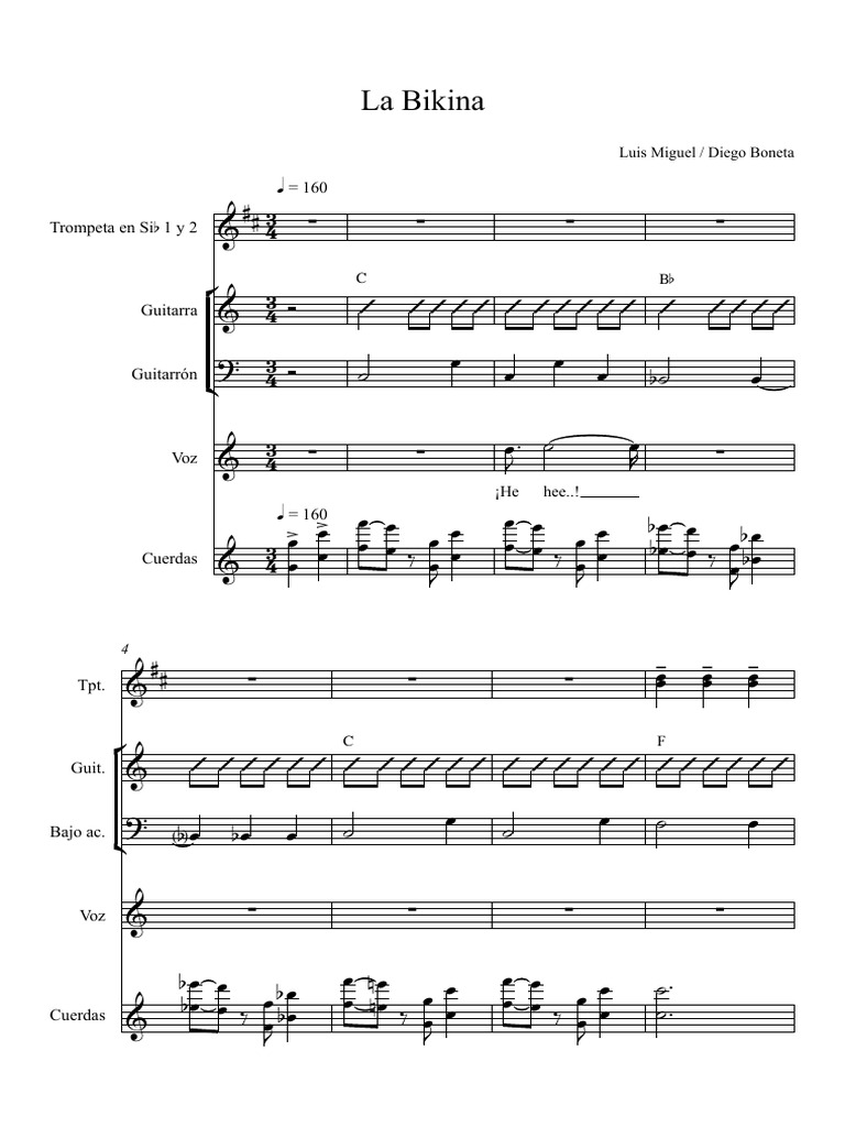 La Bikina - Comp - Partitura Completa | PDF | Cordófonos | Instrumentos musicales