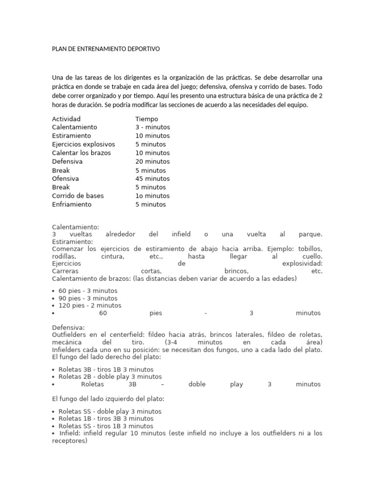 PLAN DE ENTRENAMIENTO DEPORTIVO | PDF