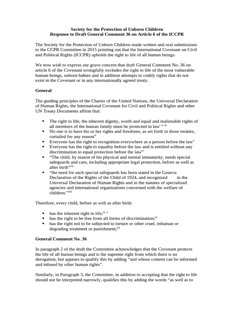 Protection Unborn Children | PDF | Human Rights | Treaty