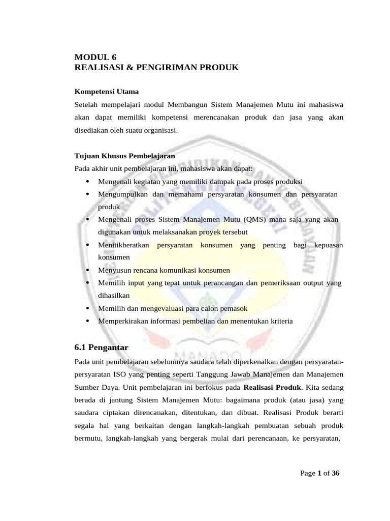 Modul5_Realisasi dan Pengiriman Produk (1) | PDF