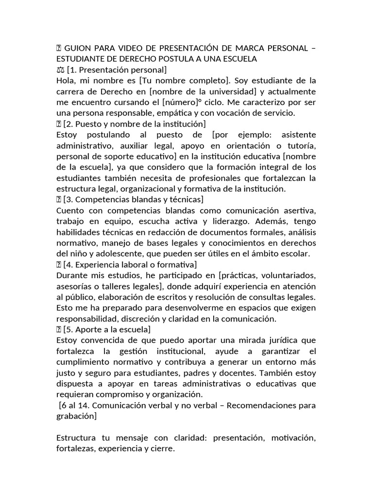 ? Guion para Video de Presentación de Marca Perso | PDF | Comunicación