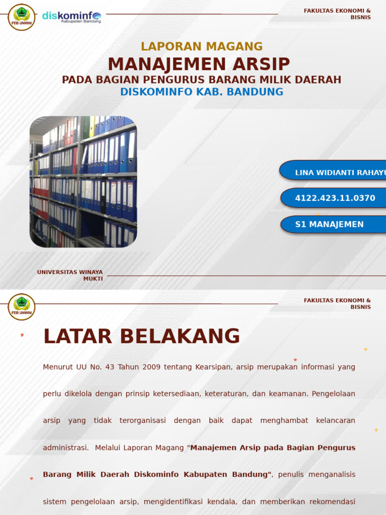 Persentase Laporan Magang Manajemen Fakultas Ekonomi dan Bisnis di ...