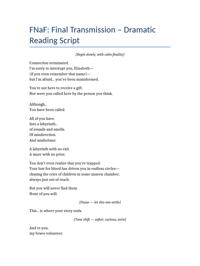 FNaF_Final_Transmission_Reading_Script | PDF