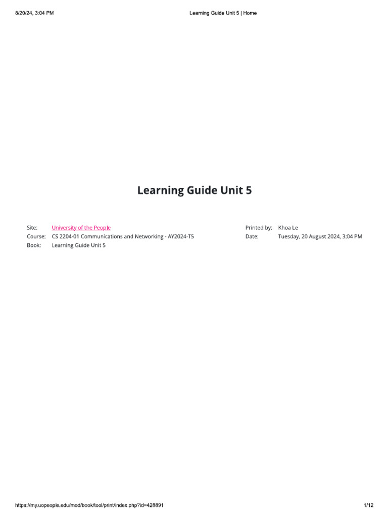 CS 2204 - Learning Guide Unit 5 | PDF