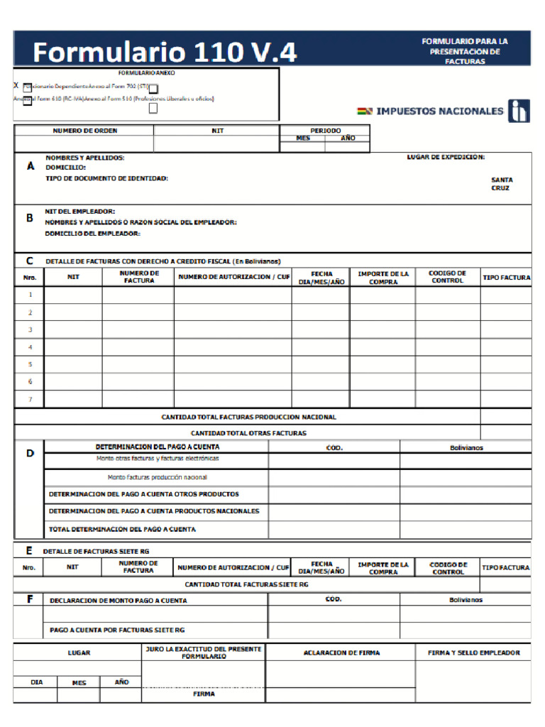 Formulario 110 | PDF