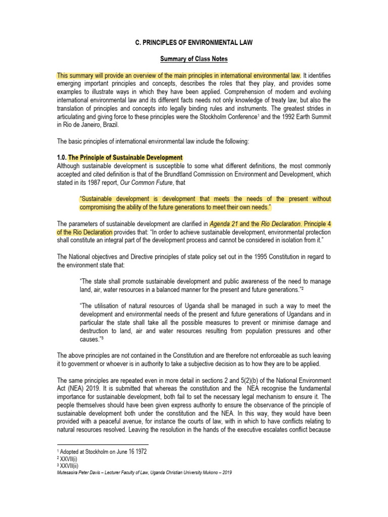 Principles of Environmental Law Edited | PDF | Sustainability ...
