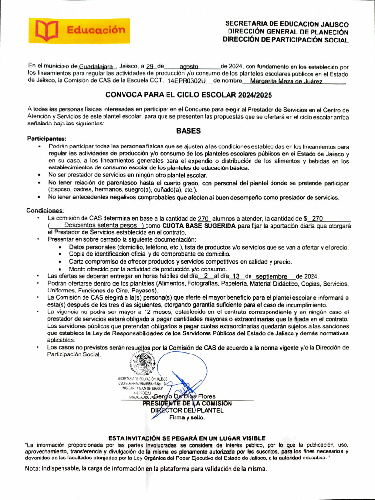 Convocatoria CAS Jalisco 2024-2025 | PDF
