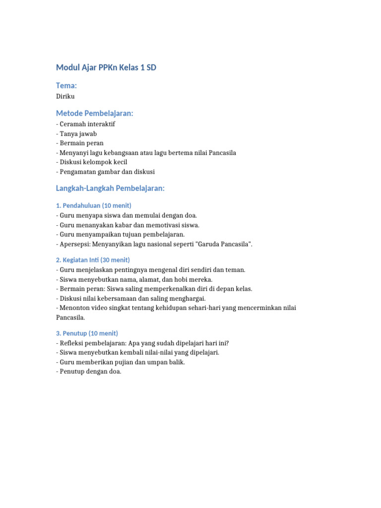 Modul_Ajar_PPKn_Kelas_1_SD | PDF