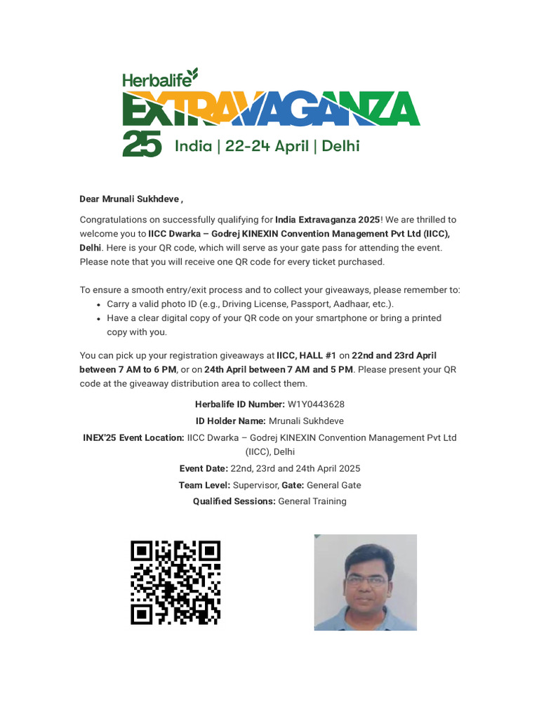 Herbalife INEX 2025 QR Code Delhi | PDF