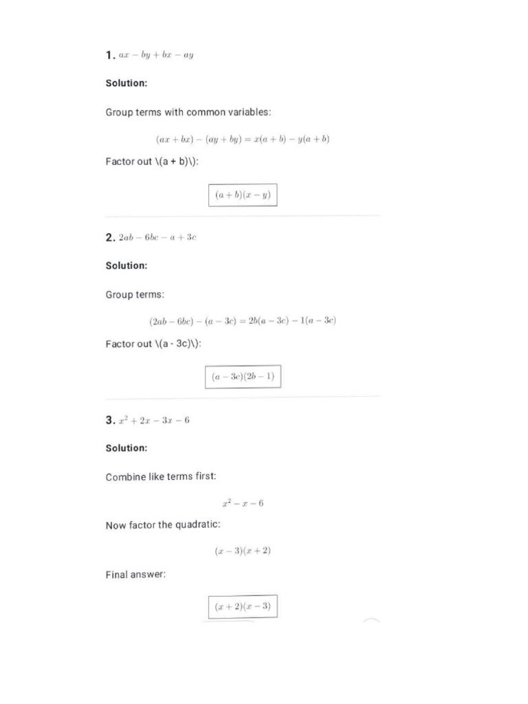 Factorization Exercise 2 8 Solutions | PDF