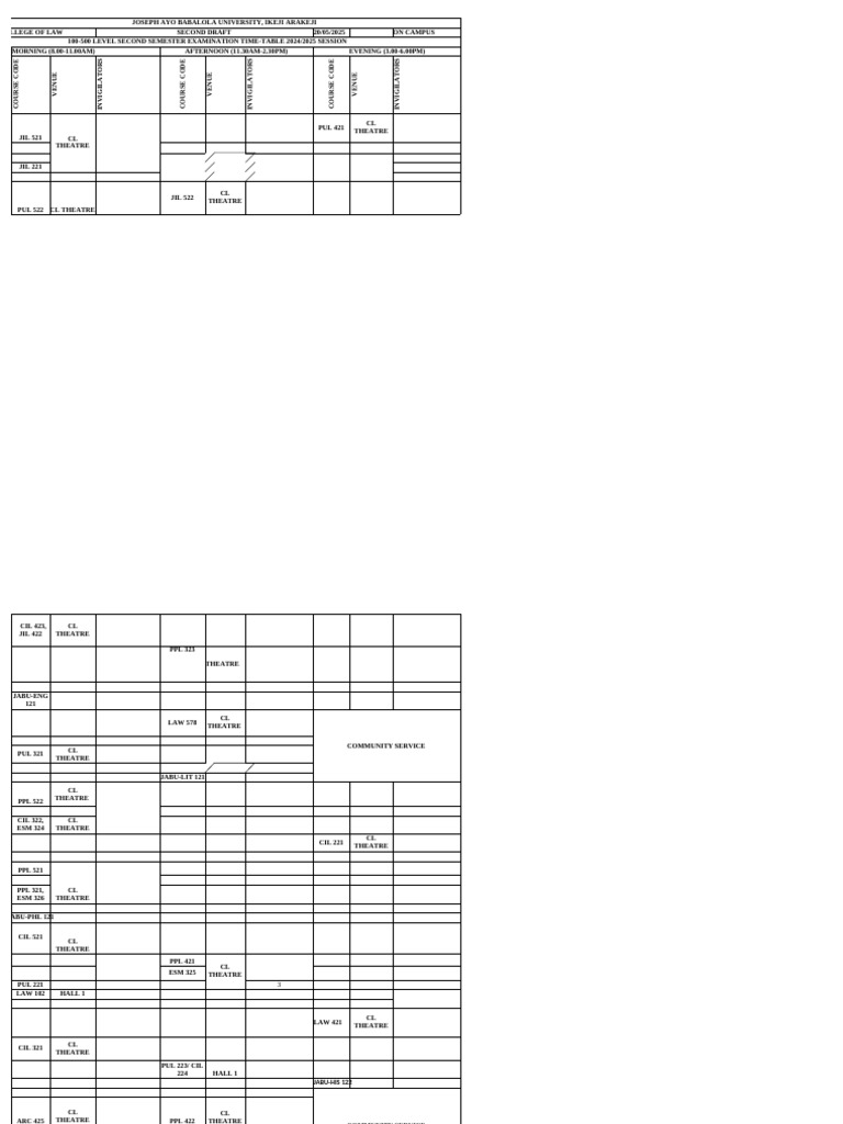 2024 Second Semester Exam Timetable | PDF
