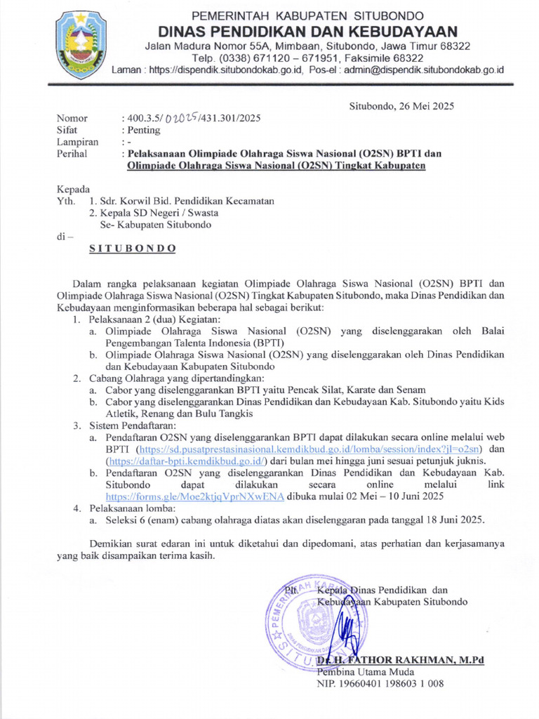 Surat Edaran O2SN 2025 | PDF