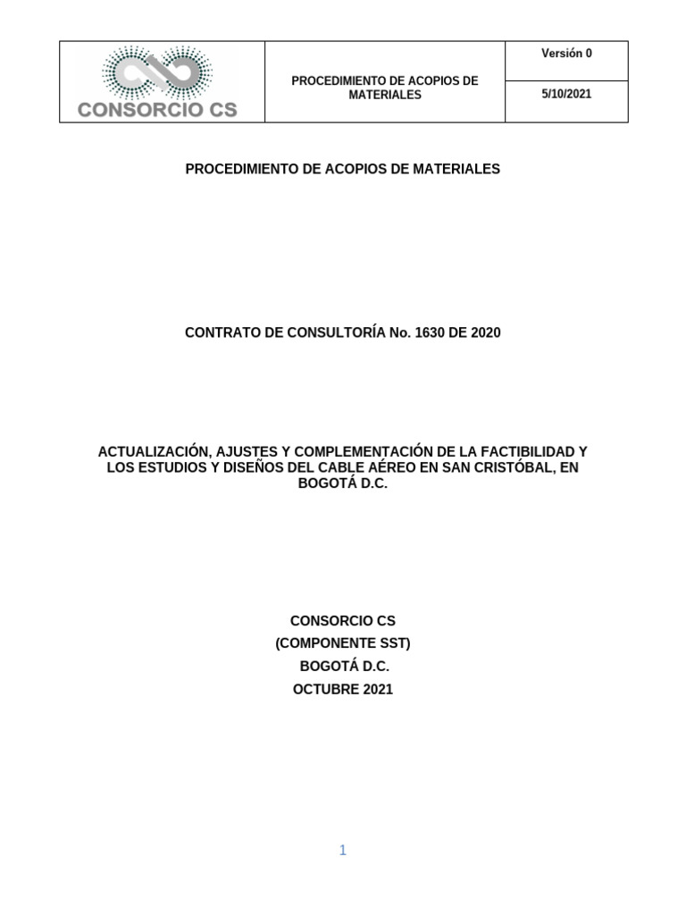 Procedimiento de Acopio de Materiales | PDF