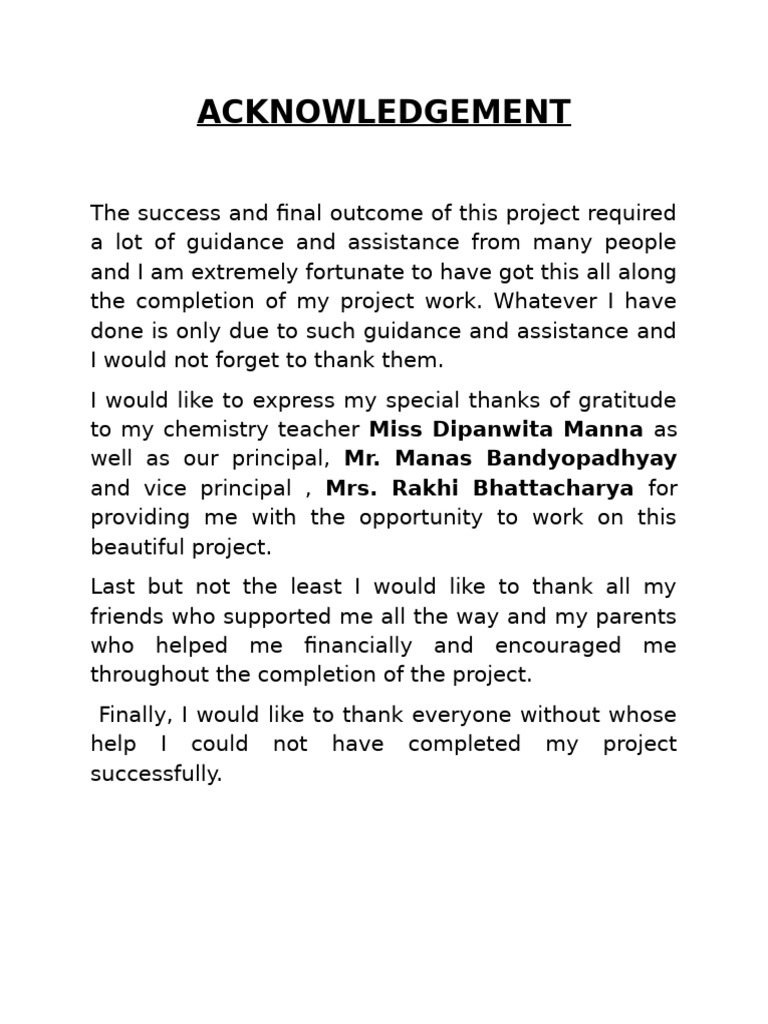 Acknowledgement of Project | PDF