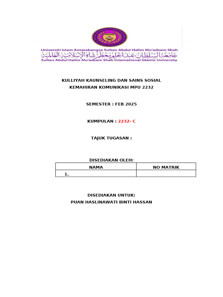 TEMPLAT TUGASAN 1 Kemahiran Komunikasi | PDF