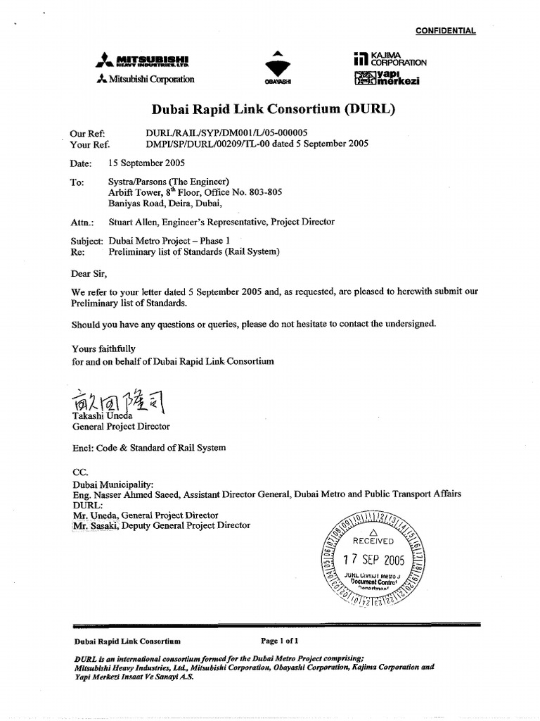 DURL-RAIL-SYP-DM001-L-05-000005 Preliminary List of Standards (Rail ...