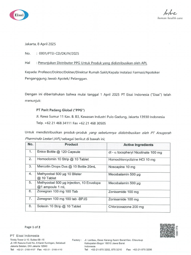 Surat Penunjukan PPG untuk Produk X-APL 1 April 2025 | PDF