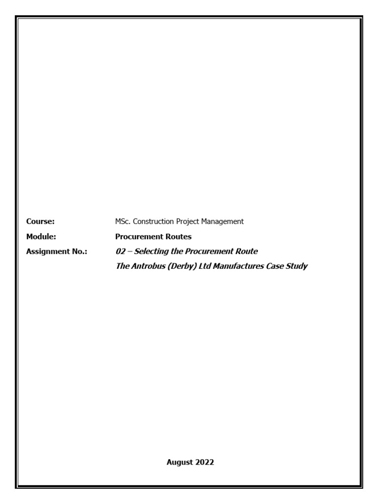 Selecting Procurement Routes in Construction | PDF | Risk | Project ...