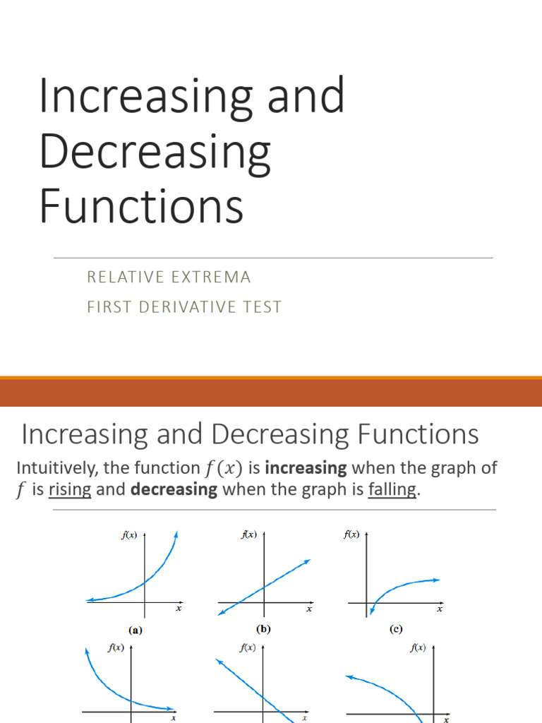 LECTURE 12 Increasing and Decreasing Functions - With Samples | PDF | Mathematical Concepts ...