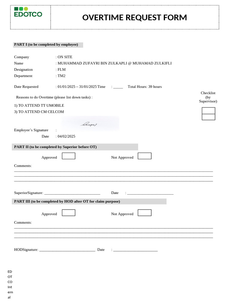 Oss-Orf-f01 (Ot Request Form) - Dec - Zufayri 2024 | PDF