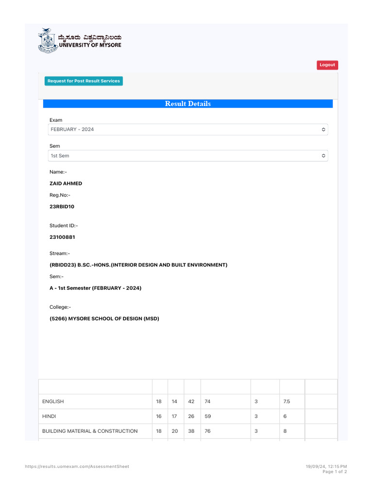 UOM 1st Sem Results - Feb 2024 | PDF | Student Assessment And Evaluation