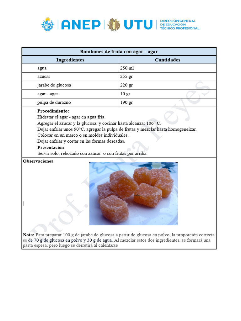 Bombones de Fruta Agar - Agar | PDF