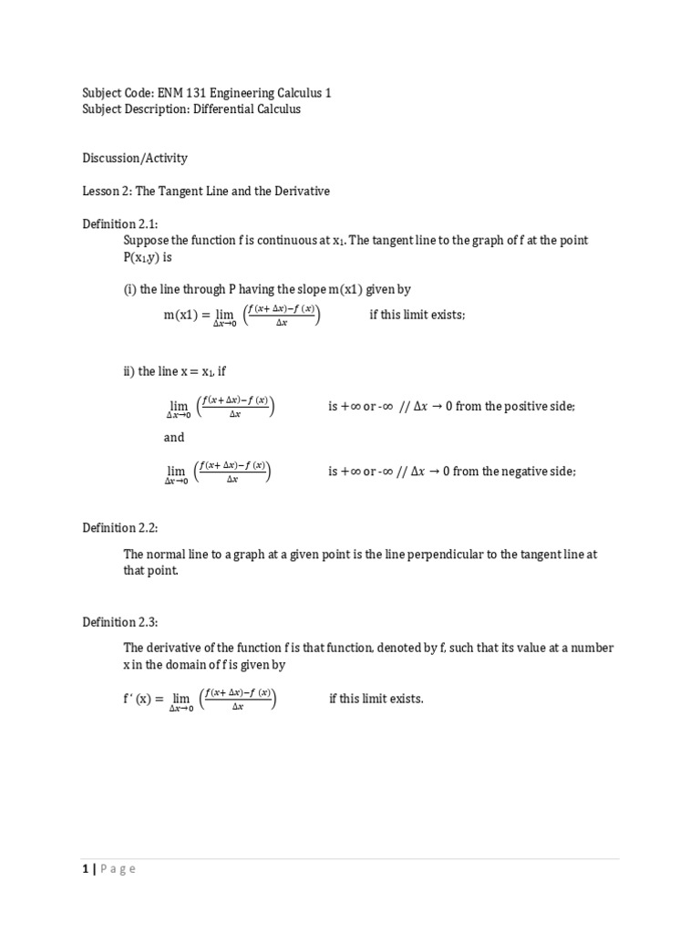 Tangent Lines and Derivatives Explained | PDF