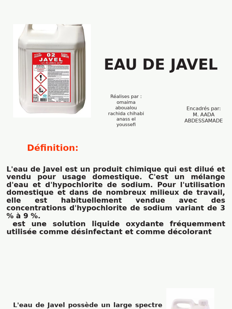 Eau de Javel | PDF | Blanchiment (chimie) | Substances chimiques