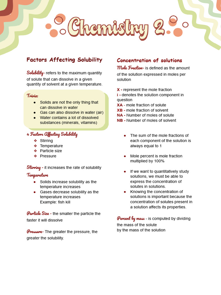 CHEM 2 Digital Note Taking Template | PDF | Solubility | Mole (Unit)