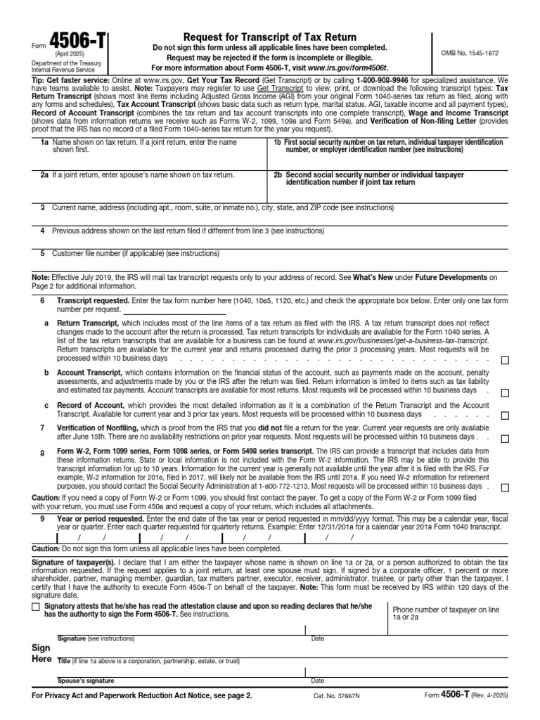Request For Transcript of Tax Return | PDF | Irs Tax Forms | Internal ...