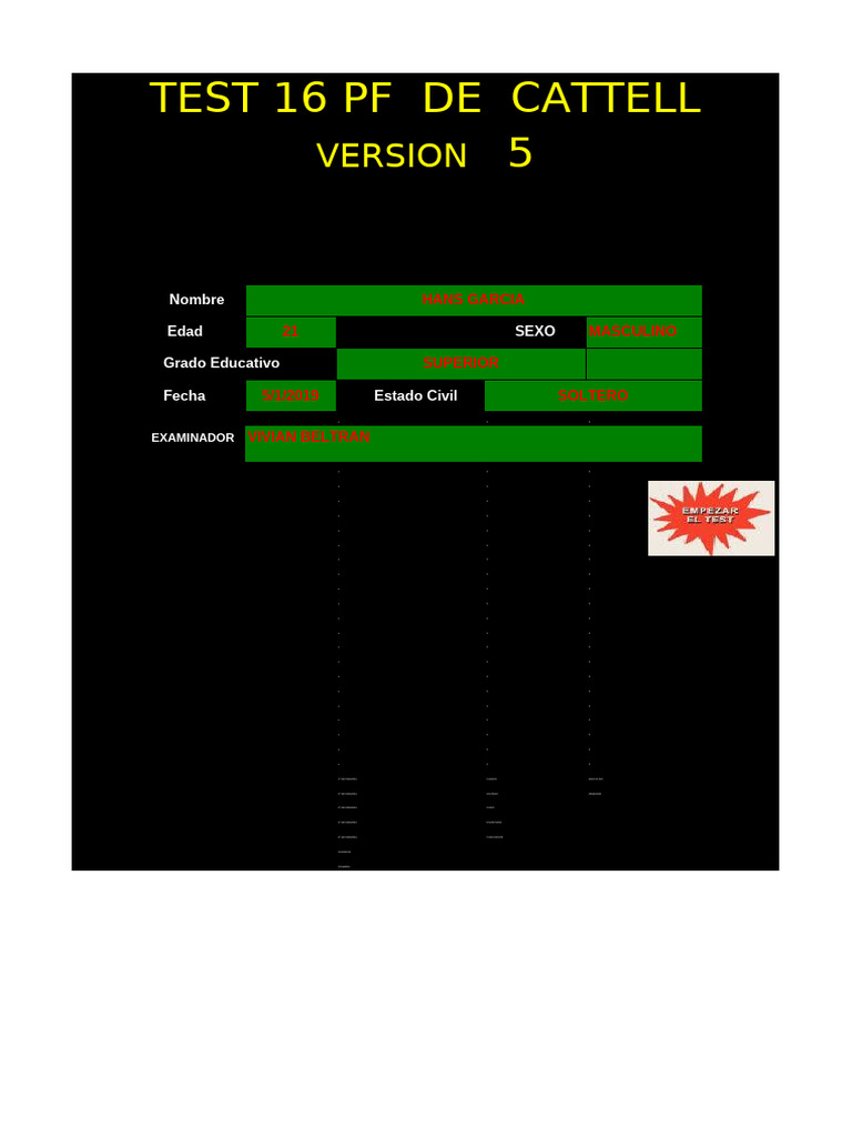 16 PF Cattell V 5 | PDF | Sicología