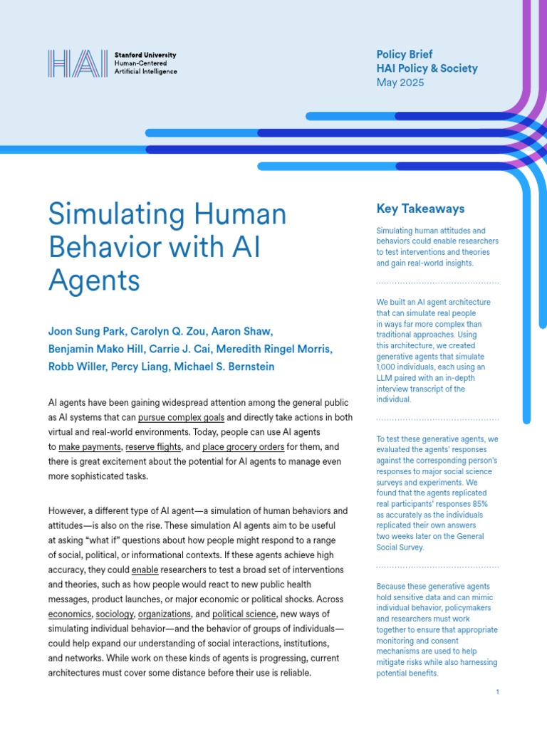 Simulating Human Behavior With AI Agents | PDF | Artificial Intelligence | Intelligence (AI ...