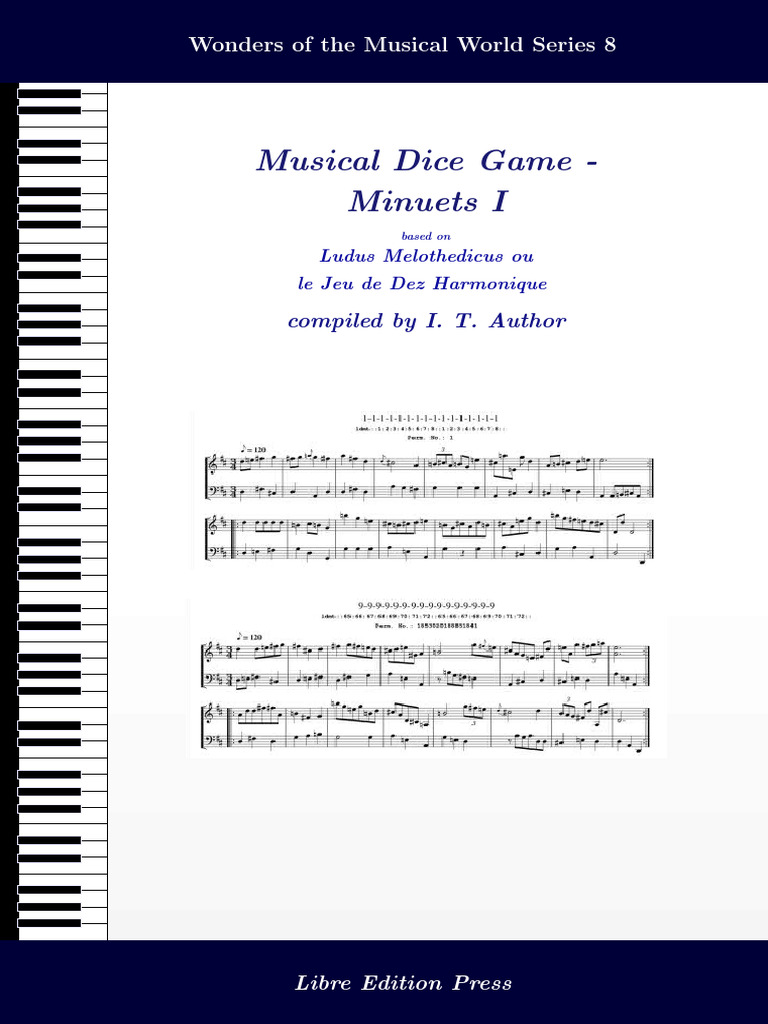 Musical Dice Game - Minuets I Based On Ludus Melothedicus Ou Le Jeu de ...