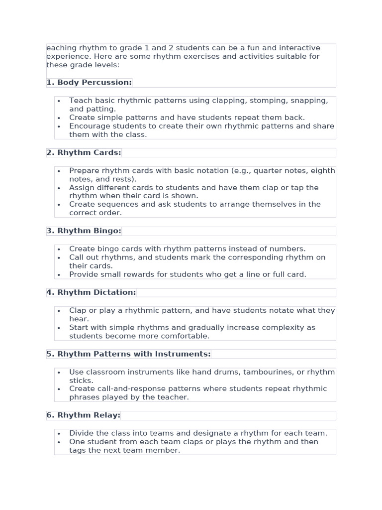 Eaching Rhythm To Grade 1 and 2 Students Can Be A Fun and Interactive ...