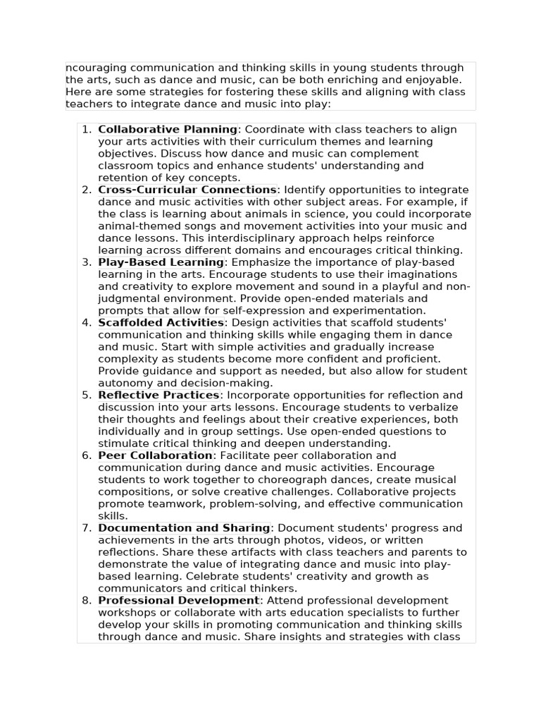 Ncouraging Communication and Thinking Skills in Young Students Through ...