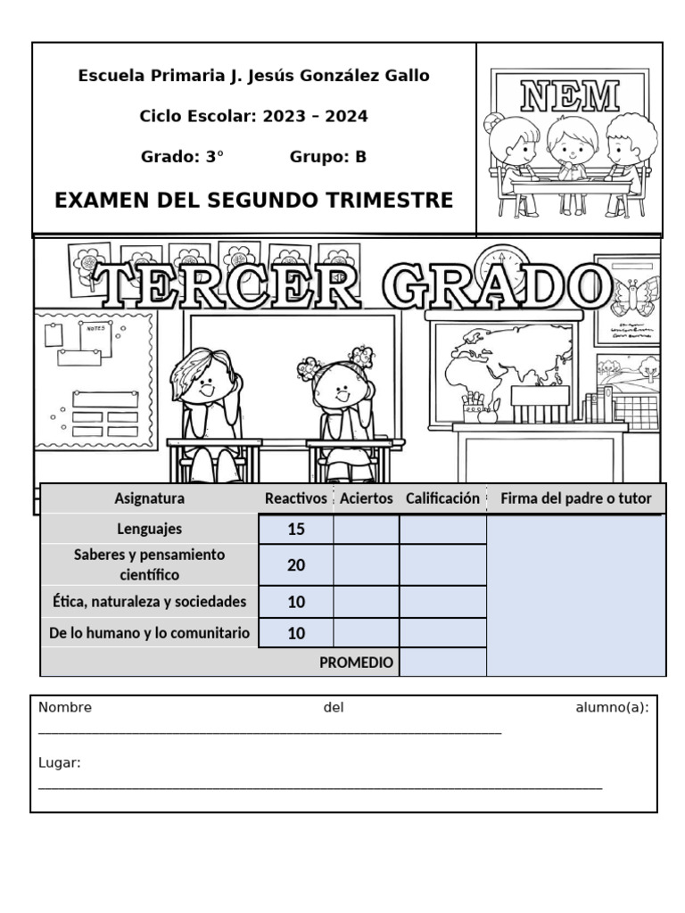 Examen 3b Segundo Trimestre | PDF | Aves | Narración
