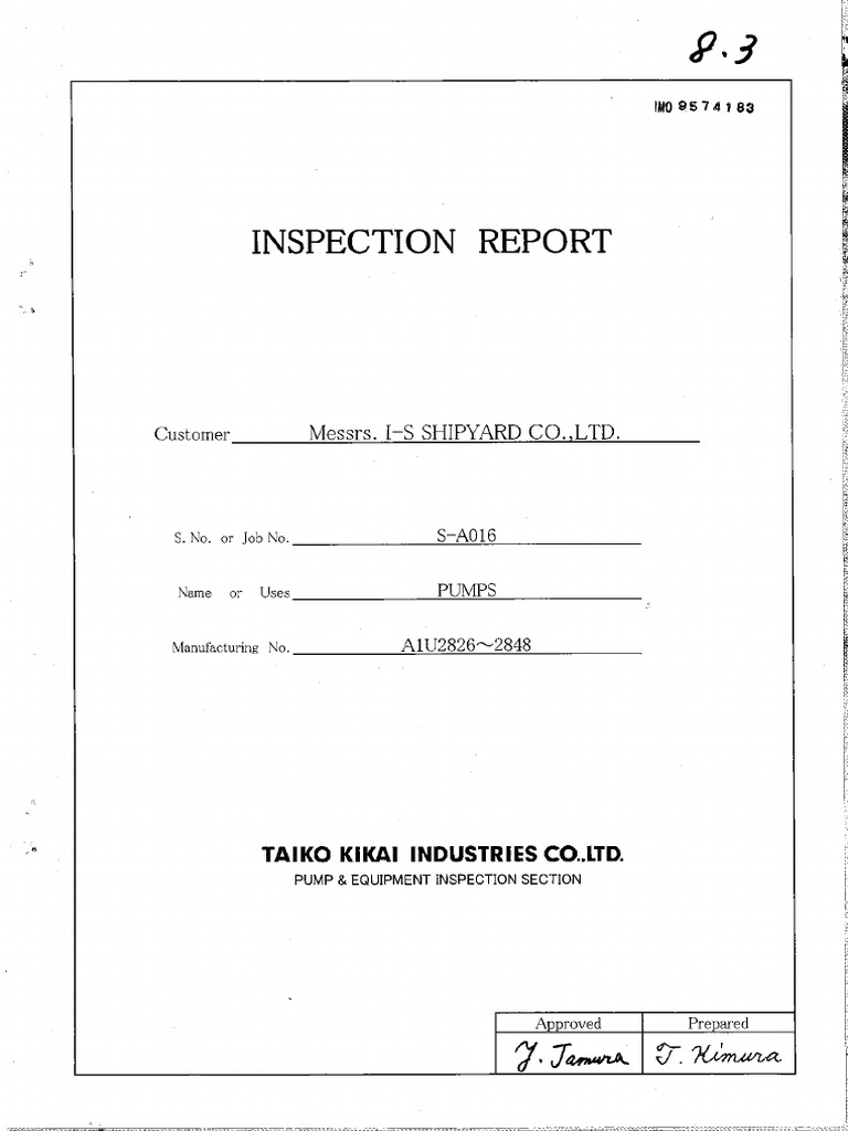 8.3 - Pump - Inspection Report | PDF