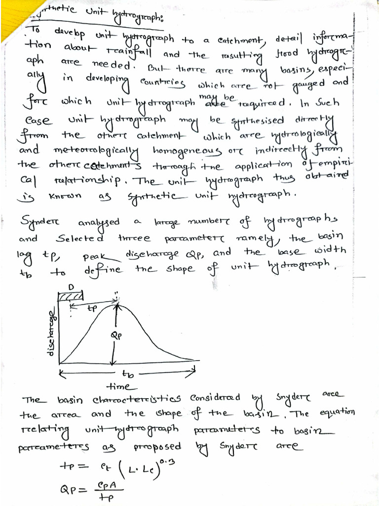 Synthetic Unit Hydrograph | PDF | Surface Runoff | Environmental Technology