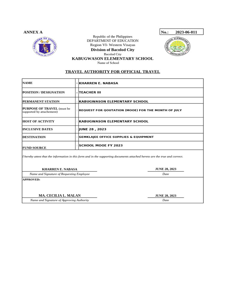 JUNE new-20223-Authority-to-Travel - Locator-Slip-1 | PDF