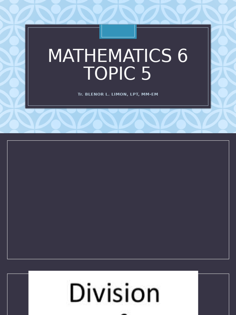 Q1-Mathematics 6 - Topic 5 | PDF