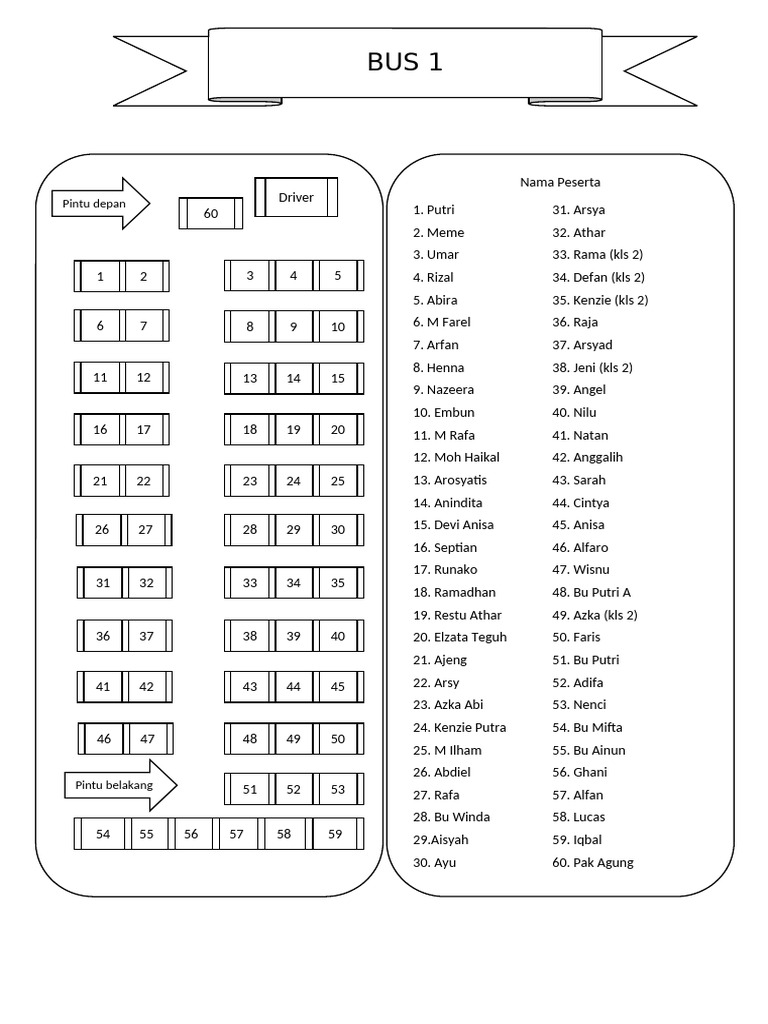 Denah Tempat Duduk Bus 1 | PDF