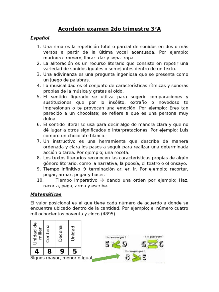 Acordeón Examen 2do Trimestre 3A | PDF