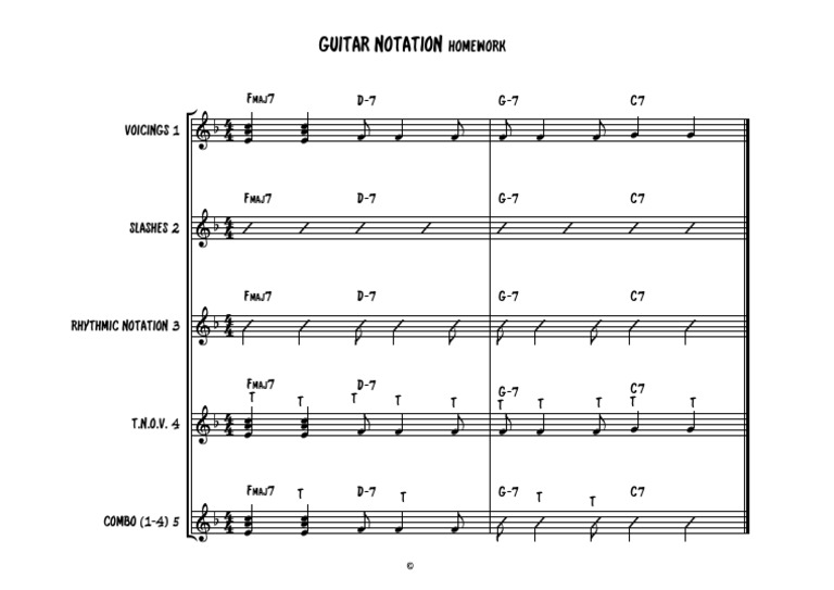 Guitar Notation Homework Guide | PDF