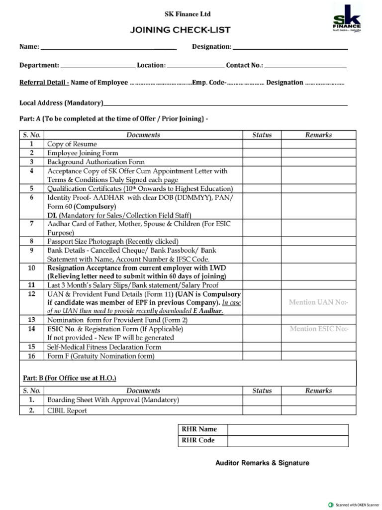 Joining Form WEF June 24 | PDF
