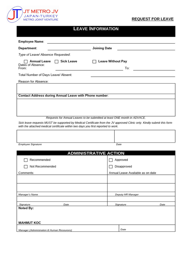 Leave Request Submission Guidelines | PDF