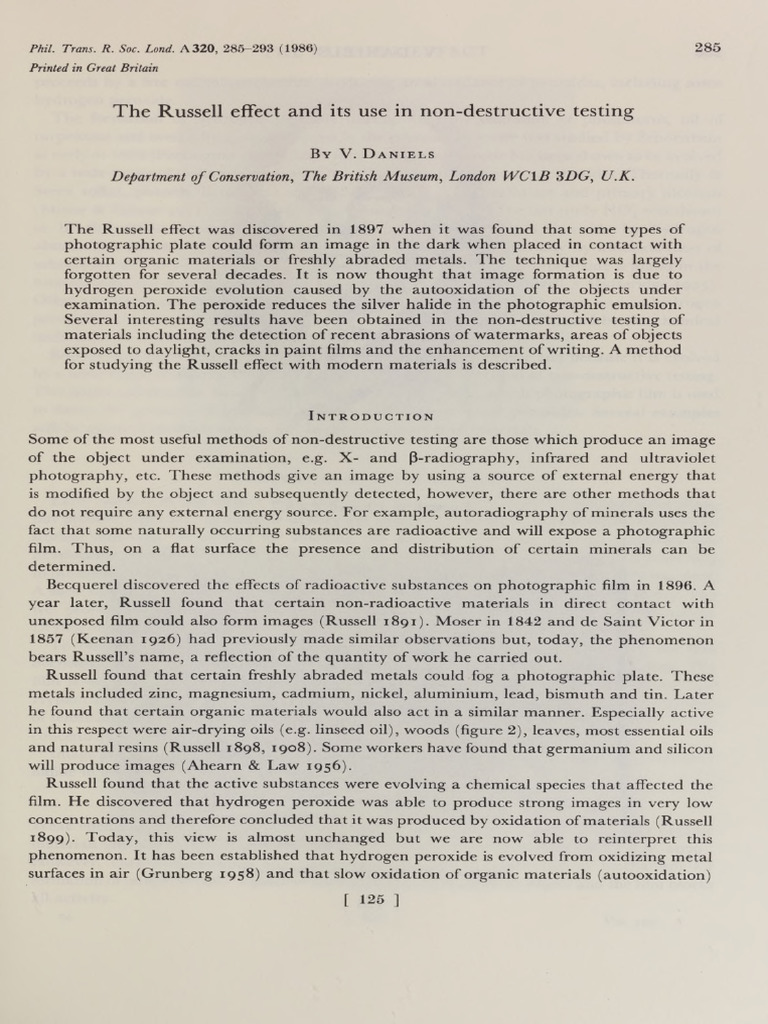 Daniels Et Al 1997 The Russell Effect and Its Use in Non Destructive ...