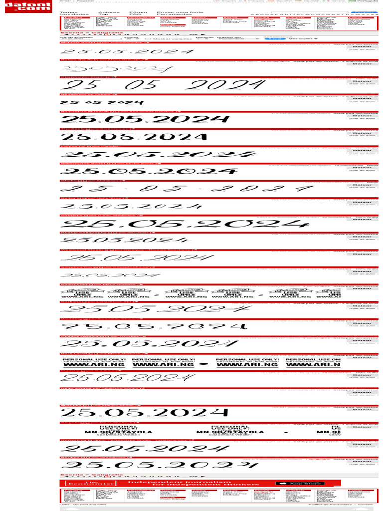 Escrita Caligrafia Dafont - Com 6 | PDF | Caligrafia