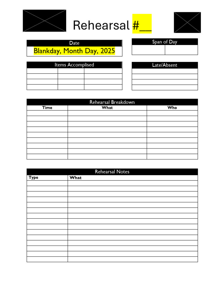 Rehearsal Notes Template | PDF